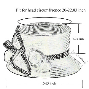 FORBUSITE Church Kentucky Dress Derby Hats for Women White - Satin w Rhinestone