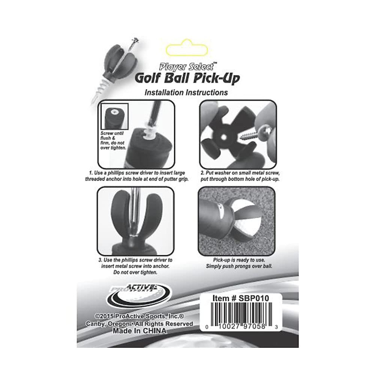 ProActive Sports Player Select Golf Ball Pick-Up for Putter Grip