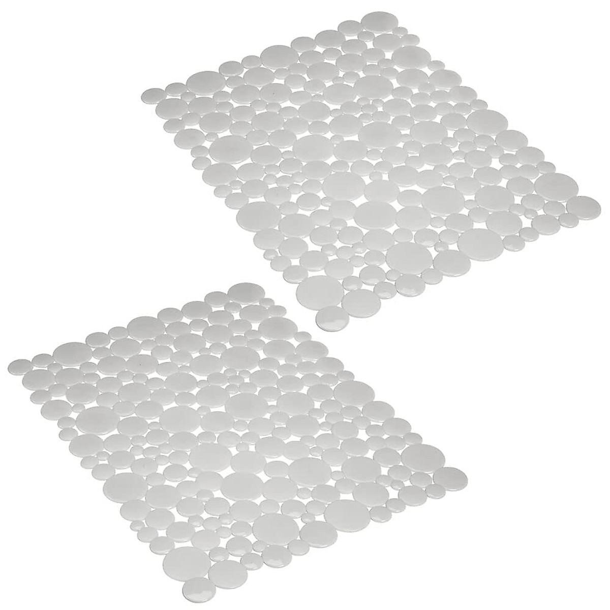 mDesign Adjustable Kitchen Sink Dish Drying Mat/Grid - Plastic Farmhouse Sink Protector, Cushions, Stemware, Wine Glasses, Dishes - Quick Draining Bubble Design - 15.5" Long, 2 Pack - Light Gray