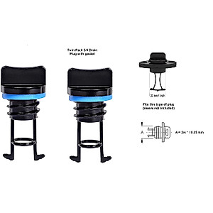 H2o Kayaks Quality Kayak/Boat Drain Plug Pack of Two use with 3/4 inch hole PLEASE SEE IMAGE for SIZE