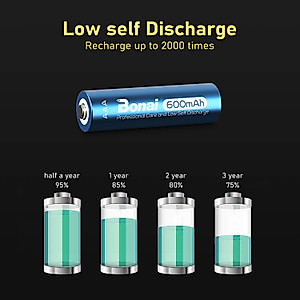 BONAI Solar AAA Rechargeable Batteries 1.2V 600mAh_20 Packs_ Triple AAA NiMH Battery Solar Batteries for Solar Garden Lights for Solar Lights, Garden Lights, Solar Lamp Anti-Leak (AAA 20 Pack)…