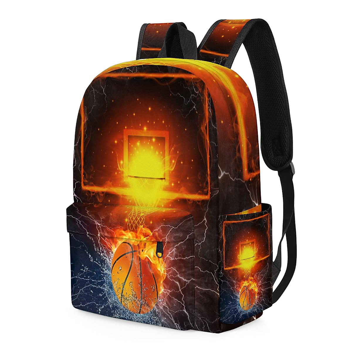 YoCosy School Backpack for Boys Girls Red Black Fire Sport Basketball Kids Backpack Bookbag for Elementary Preschool Travel Daypack Laptop Backpack Purse for Women Men Teens