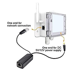 Ubibot POE Splitter for GS1-AETH Device, DC 12V Output, IEEE 802.3af Compliant, for Non-PoE IP Camera, AP, Router Voip Phone