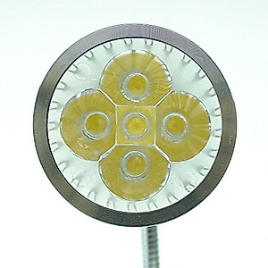 QUANS 5W 5x1W Warm White 19.68inch Clamp Clip on Gooseneck High Power LED Desk Table Light Lamp Ultra Bright Silver