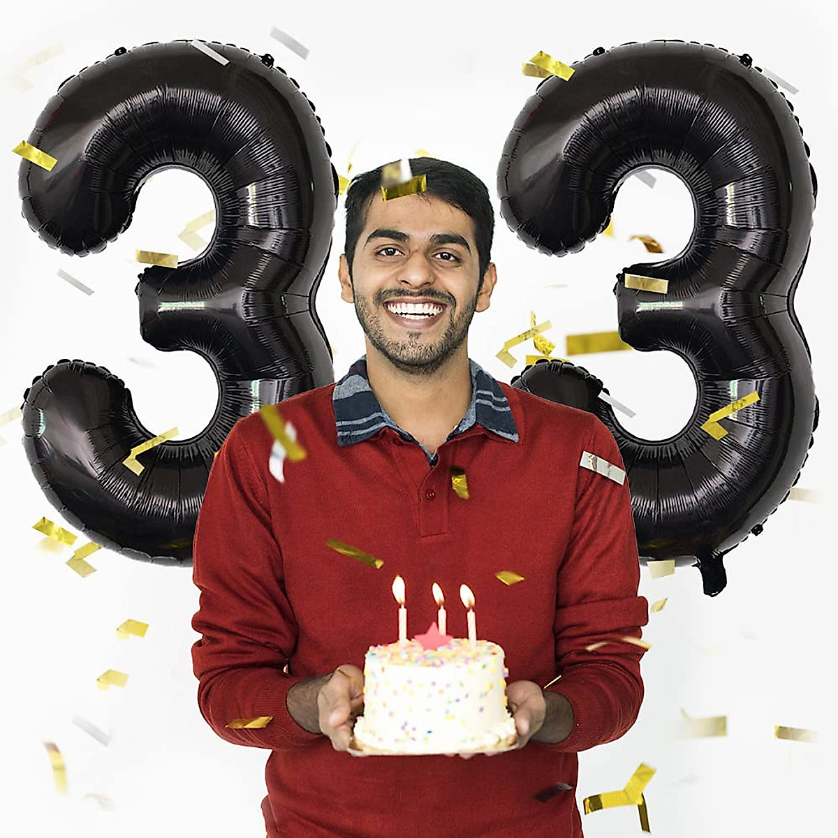 Xihuimay Number 33 Balloons 40 inch Digital Balloon Alphabet 33 Birthday Balloons Digit 33 Helium Balloons Big Balloons for Birthday Party Supplies Wedding Bachelorette Bridal Shower, Black Number 33