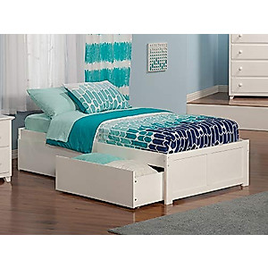 AFI Concord Twin XL Size Platform Bed with Footboard & Storage Drawers in White
