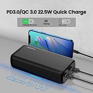 YOOSANG 40000mAh Power Bank, 22.5W Portable Charger, 40000mAh Battery Pack with High-Speed PowerIQ Charging Technology and USB-C for iPhone, Samsung Galaxy, and More