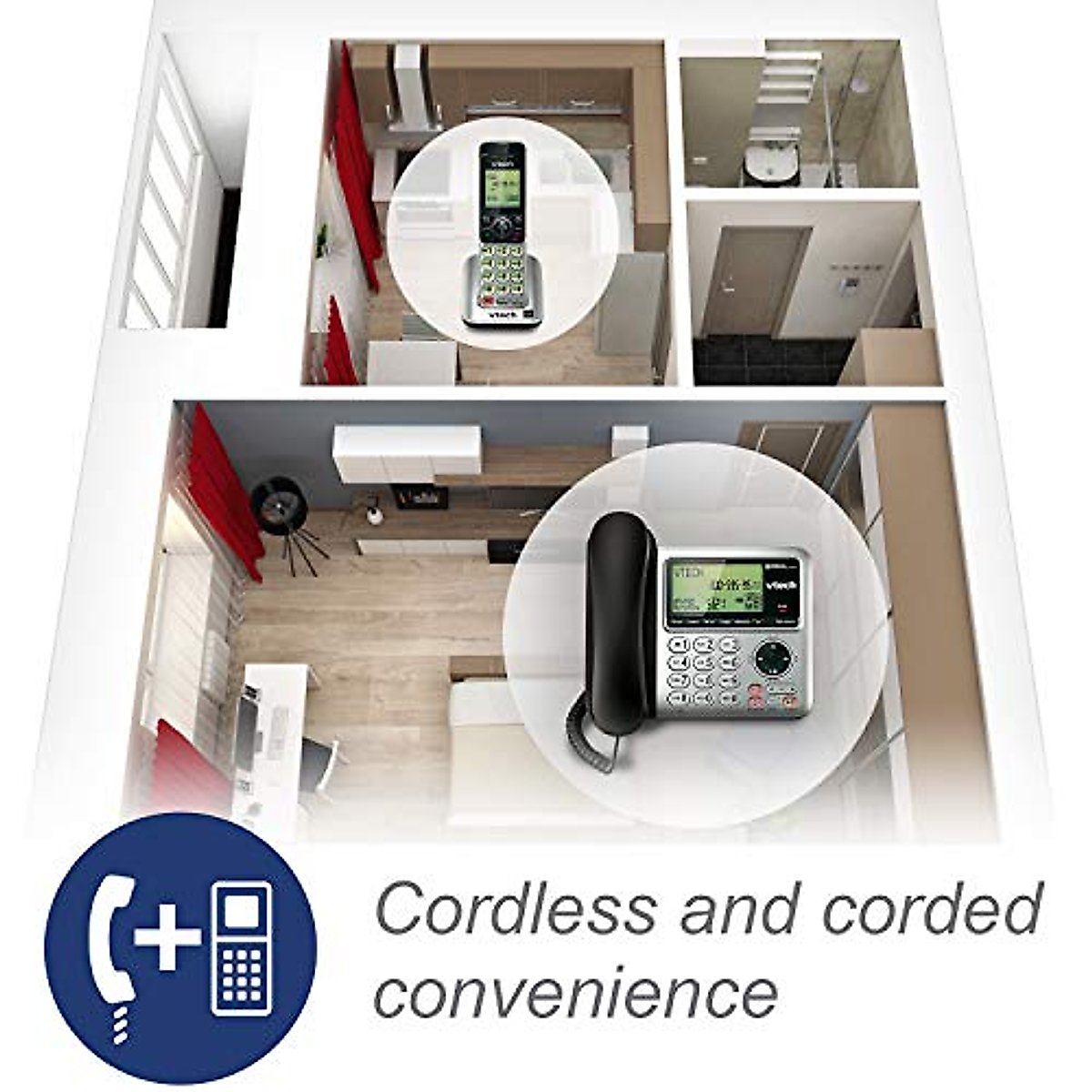 VTech CS6609 Cordless Accessory Handset - Requires a compatible phone system purchased separately (VTech CS6619, CS6629, CS6648, or CS6649),Silver/black