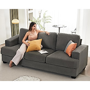 VanAcc 89 Inch Sofa, Comfy Sofa Couch with Extra Deep Seats, Modern Sofa- 3 Seater Sofa Couch for Living Room Apartment Lounge, Grey Chenille