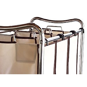 DecoBros Heavy-Duty 3-Bag Laundry Sorter Cart, Chrome