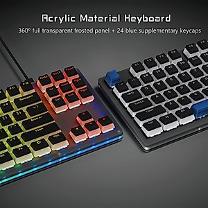 XVX Womier 75% Keyboard, TKL Mechanical Gaming Keyboard, Hot Swappable Black Keyboard, K87 PRO with Pudding Keycaps Wired RGB Keyboard for PC PS4 Xbox - Yellow Switch
