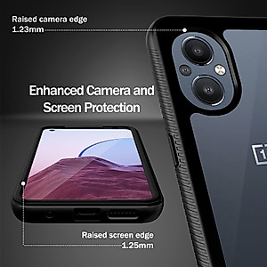 wahhle Oneplus Nord N20 5G Case, Built in Screen Protector Full Body Shockproof Slim Fit Bumper Protective Phone Cover for 1+ Nord N20 5G Men Women-Black/Clear