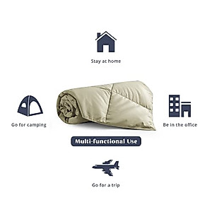 puredown® Soft Down Throw Blanket Lightweight Packable Couch Throw for Indoor and Outdoor Use, 50"X70", Beige