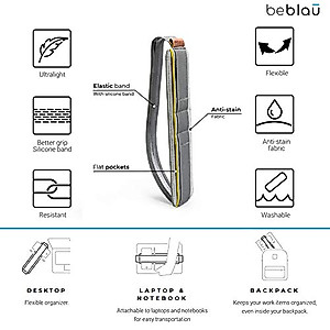 Beblau SLIM Portable Electronic Organizer attachable to laptops & notebook | Backpack & desktop organizers Office, Home & School | Working from Home Solution | Laptop accessory | BIRTHDAY GIFT DARK