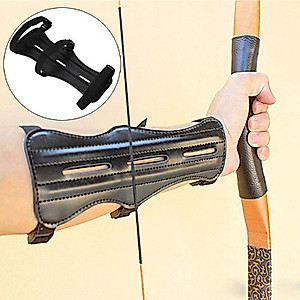2 Pack Archery Arm Guard, Archery Bracer/Archery Cowhide Leather Forearm Protector w/Bow Range with 4-Strap Buckles, Arm Guard for Archer Hunter