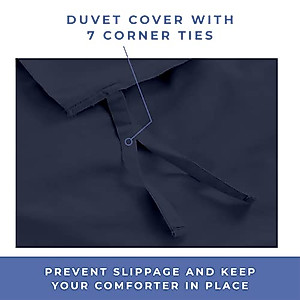 Kotton Culture 4 Piece Bed in a Bag Set 100% Egyptian Cotton 600 Thread Count Duvet Cover Pillow Shams & Fitted Sheet with Extra Deep Pocket Soft Bedding (Navy Blue, Twin)
