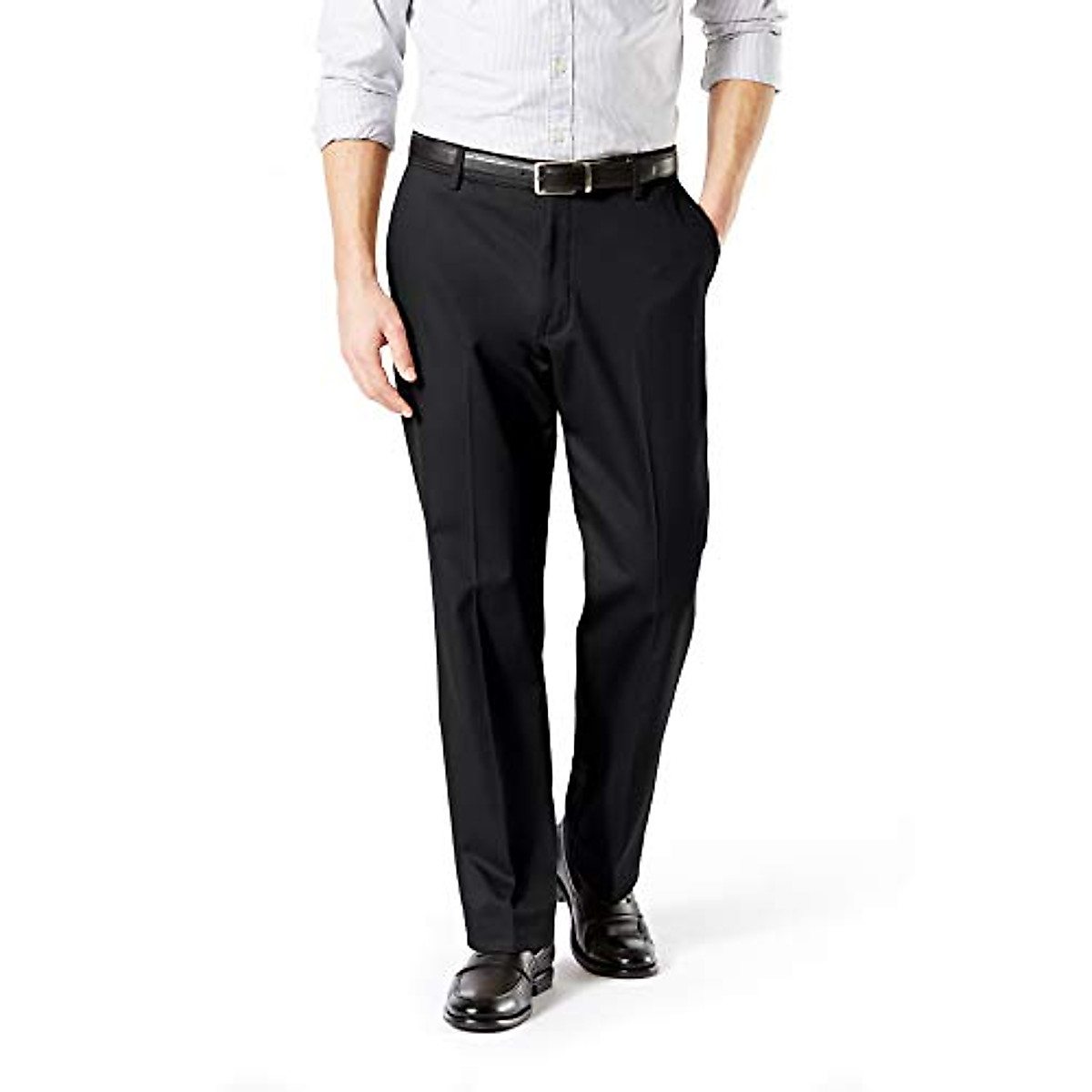 Dockers Men's Classic Fit Signature Khaki Lux Cotton Stretch Pants (Regular and Big & Tall), Black, 34W x 32L