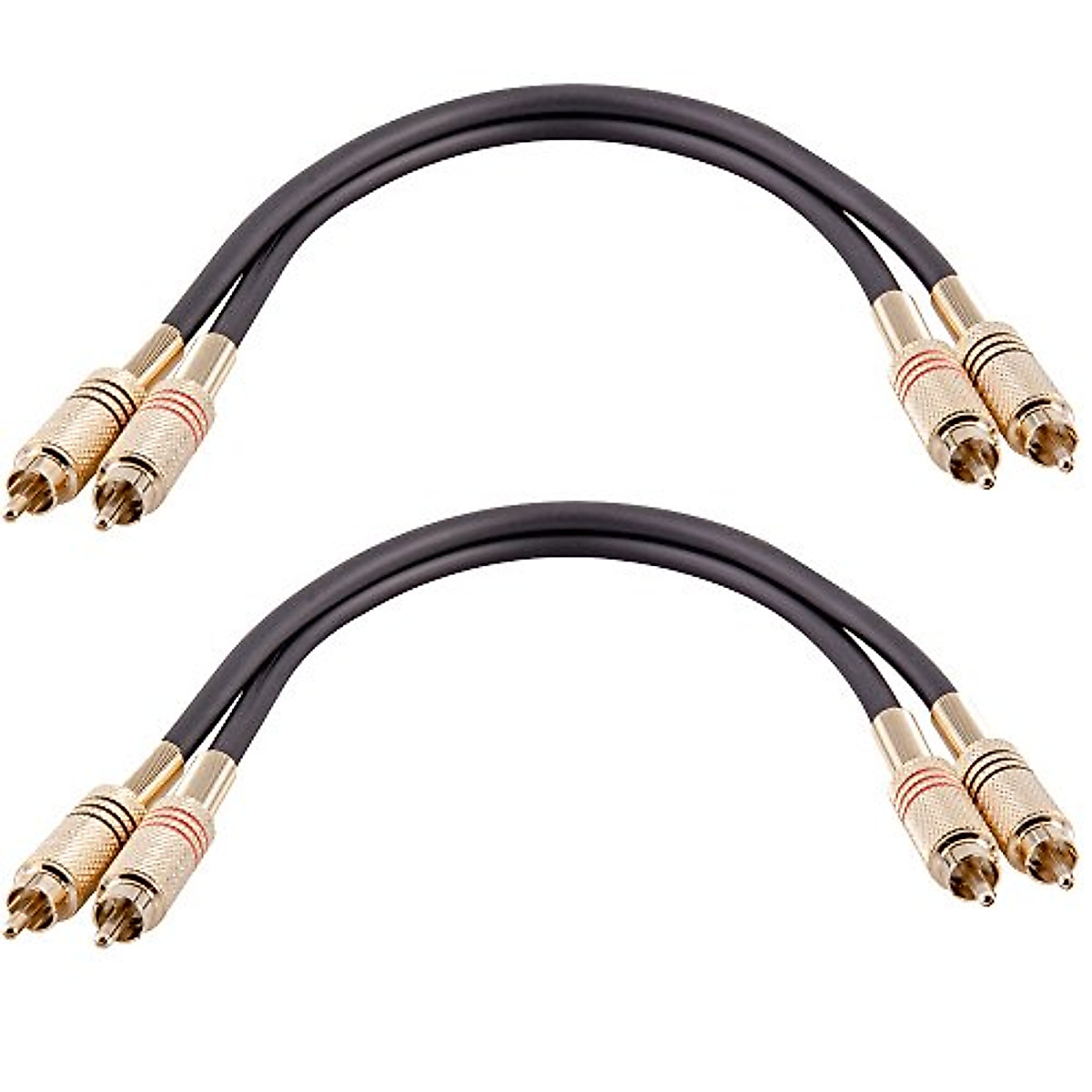 Seismic Audio Speakers Dual 2-RCA Audio Patch Cables, Male to Male, Black and Black