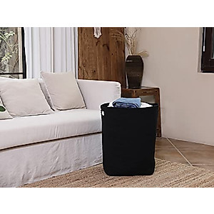 16"x13"x22" Extra Large Rectangular Storage Basket, Cotton Rope Storage Baskets, Woven Laundry Hamper, Toy Storage Bin, for Toys Blanket in Living Room, Baby Nursery, All Black