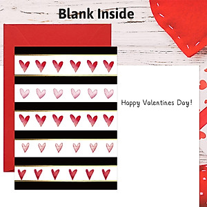 Fancy Land Valentines Cards with Envelopes 12 Heart Cards Blank Inside Gold Foil Embellishment