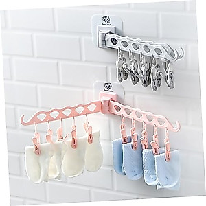 1pc Drying Clip Wall Mounted Clothes Rack Collapsible Hangers Foldable Laundry Rack Laundry Dispenser Clothes Drying Rack Laundry Drying Rack Viscose Pink Folding Hanger