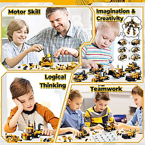 MOONTOY 718Pcs STEM Toys Building Blocks, Educational Robot Building Toys Engineering Construction Vehicle Truck DIY Building Kit Gifts for Preschool Kids Boys Girls 6 7 8 9 10 11 12 13 14 Years Old