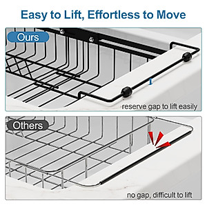 iSPECLE Sink Dish Drying Rack - Over Sink Dish Rack, in Sink or on Counter Dish Drainer, Sink Drying Rack with Removable Cutlery Holder Large Capacity, Black