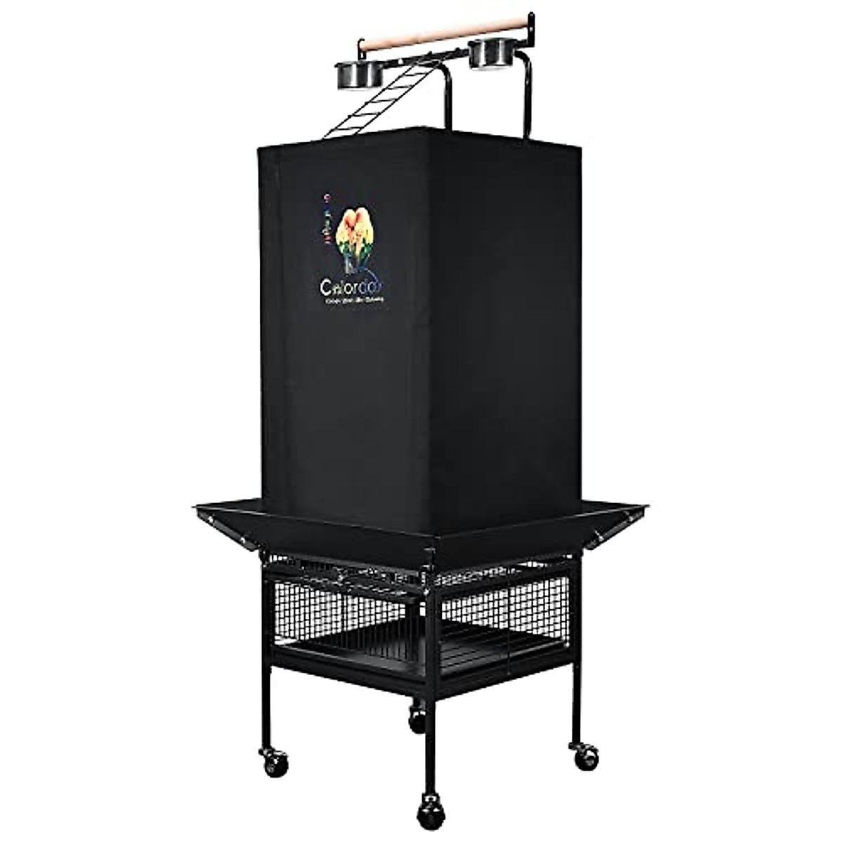 Colorday Good Night Bird Cage Cover for Large Bird Cage with Play Top (Patent Pending),Black 61"