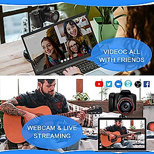 Peahog Digital Camera, 1080p Anti-Shake SLR Camera Time-Lapse Shooting, 2.4 Inch Tft LCD Screen 1080p 16x Zoom Anti-Shake, Anti-Shake Camera for Beginners (Black)