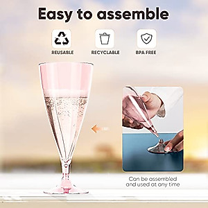 Zonbaizey Champagne Flutes Plastic - 16 Pack Plastic Champagne Glasses, Shatterproof & Reusable Stemless Champagne Flutes, BPA-Free Mimosa Glasses Plastic - Perfect for Weddings, Birthdays, Parties