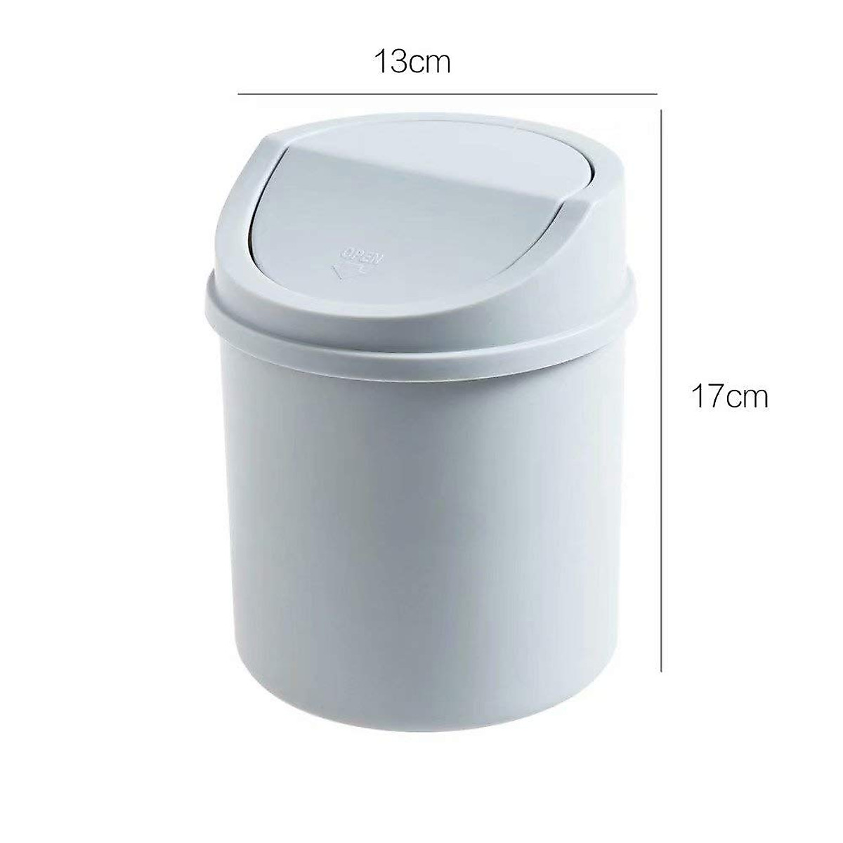 Emivery Plastic Desktop Mini Waste Can with Swing Lid Tiny Trash Can Trash Bin Pencil Holder for Desk Car Office Kitchen,White