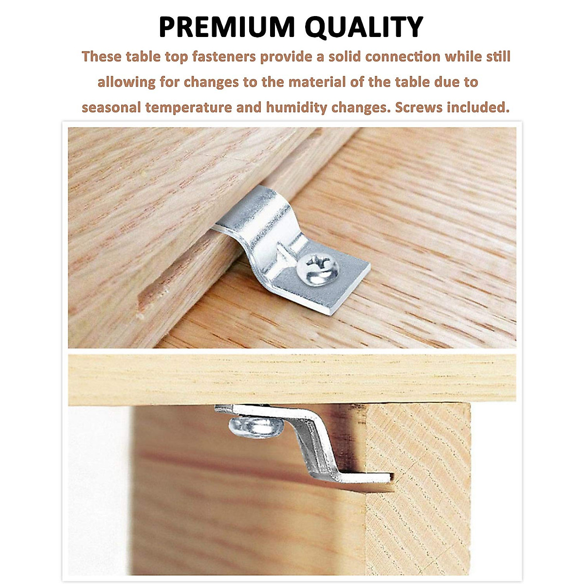 Silver Table Top Fasteners with Screws,Table Top Connectors Z Clips for Table Top Set of 24/48/96 Packs (Include 24/48/96 Clips,24/48/96 Screws) (48)