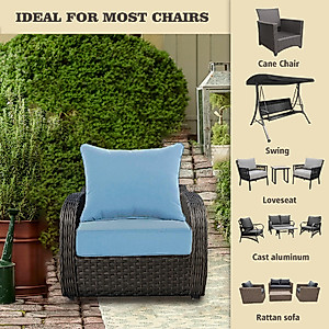 Sunshine Outdoor Indoor/Outdoor Deep Seat Patio Cushions Set 22x24 inch :Resilient Foam Filling,All Weather Resistant Patio Cushions Patio Furniture,Light Blue 2 Sets