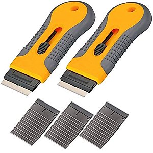 2PCS Razor Blade Scraper Glass Cooktop Scraper & Paint Scraper, Window Decal, Car Sticker and Glue Remover Razor Holder with 30 Extra Razor Blades