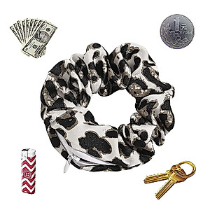 Zipper scrunchie Safe (3 Pack) for black Velvet Stasher scrunchies Compartment for Cash Cards Keys Valuables | Hair bun ties Secret Pocket ponytails women Diversion safes (Purple)