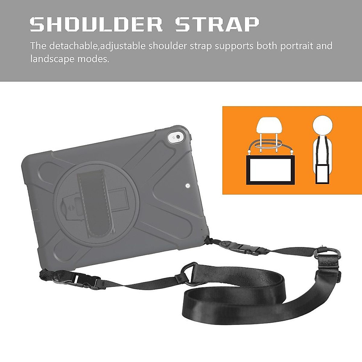 ZenRich Shoulder Strap for Tablet Cases,Universal Adjustable & Removable Carrying Strap Replacement Shoulder Belt,Black