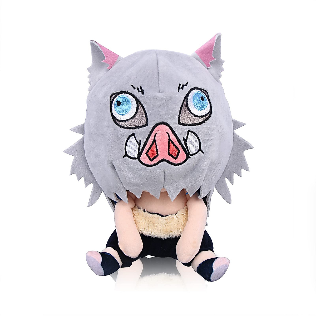 LINKOM Plush Dolls Tanjiro Nezuko Zenitsu Sitting Cute Toys Cushion Pillows Gift Collection for Kids Fans (20cm/7.87inch, Hashibira Inosuke)