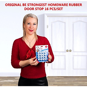 Door Stoppers Wall Protector [16 Pack] Wall Door Stop Small Size | Rubber Door Bumpers Small Size | Self Adhesive Door Stopper | Shower Door Bumpers | Clear Stick on Headboard Stoppers Rubber Bumpers