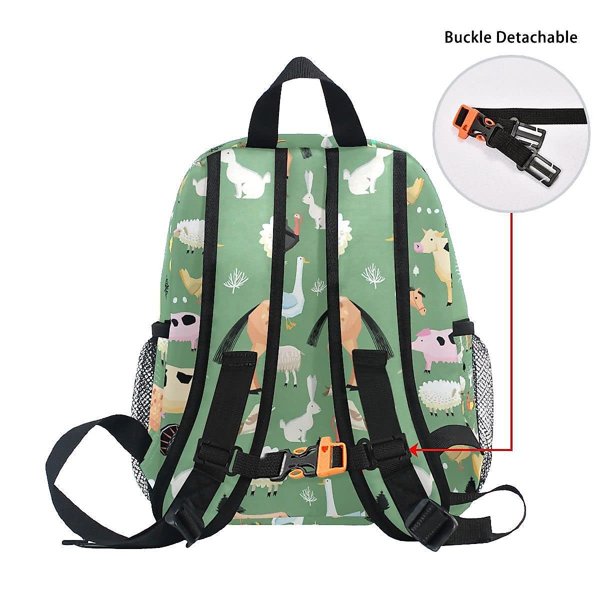 Glaphy Custom Kid's Name Backpack, Farm Animals Horse Cow Pig Green Toddler Backpack for Daycare Travel, Personalized Name Preschool Bookbags for Boys Girls