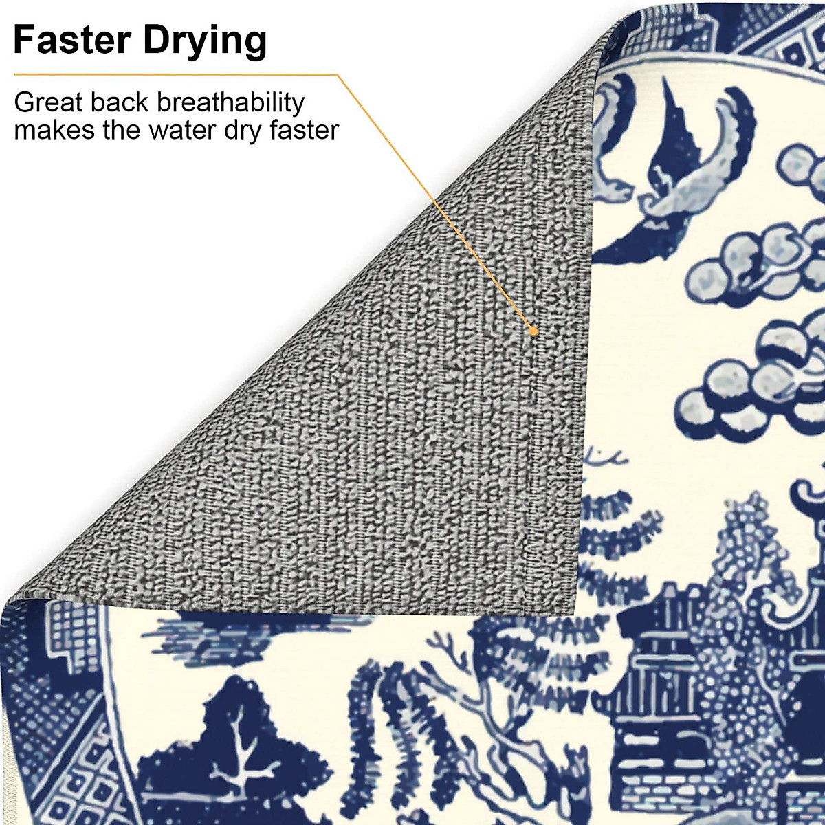 Dish Drying Mat For Kitchen Counter,Chinoiserie Soft Microfiber Ultra Absorbent Microfiber Dishes Drainer Mats 16 X 18 Inch