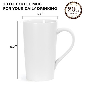 SHOWFULL 20 OZ Coffee Mugs, Set of 2 Simple White and Black Large Ceramic Cup for Milk Tea with Handle (Black&White)