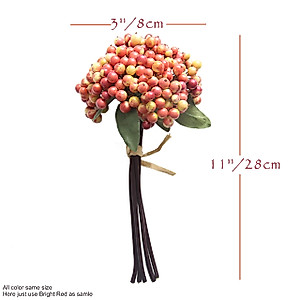 JD ARTIFICIAL PLANTS 2 Bundles of 11" Artificial Berry Stems Floral Sprays Berry Fruit Picks for Home Décor Office Restaurant Wedding Garden Patio Shop Window Photography Props(Bright Red)
