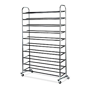 Shoe Organizer - Chrome Shoe Storage Supreme 50 Pair Shoe Rack Closet Shoe Organizer