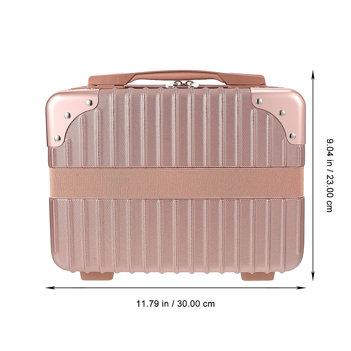 HEALLILY Hand Luggage Suitcase Makeup Suitcase 14 Inch Large Capacity Travel Makeup Train Case Portable Makeup Bag Cosmetic Brush Organizer Artist Storage Bag for Gold and white Makeup Box
