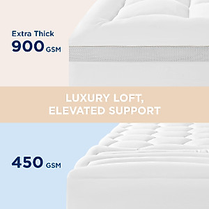 Bedsure Queen Mattress Topper - Soft Extra Thicker Mattress Pad, Quilted Fitted Mattress Topper with 8-21" Deep Pocket, Breathable Fluffy Pillow Top Padded, White (Extra Thicker), 60x80 Inches