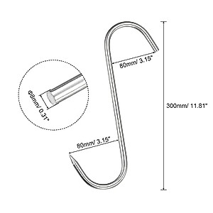 uxcell 11.81" Meat Hooks, 0.31" Thick Stainless Steel Butcher S-Hook for Meat Processing, Chicken Fish Beef Hanging Drying Smoking 8Pcs