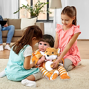 Aori Lifelike Baby Dolls Real Life Baby Doll 22 inch Realistic Reborn Baby Girl with Soft Body,Coming with Feeding Accessories for Girls