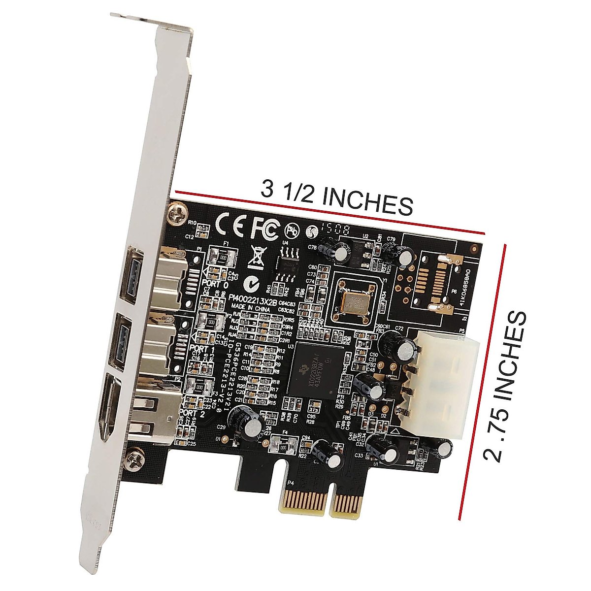 Syba SY-PEX30016 3 Port IEEE 1394 Firewire 1394B & 1394A PCIe 1.1 x1 Card TI XIO2213B Chipset Requires Legacy Driver for Windows 8 10