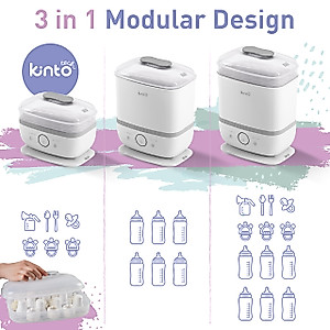 Kinto Tech Baby Bottle Sterilizer and Dryer - 7 in 1 Steam Cleaner and Washer for Baby Bottles Pacifiers Breast Pump