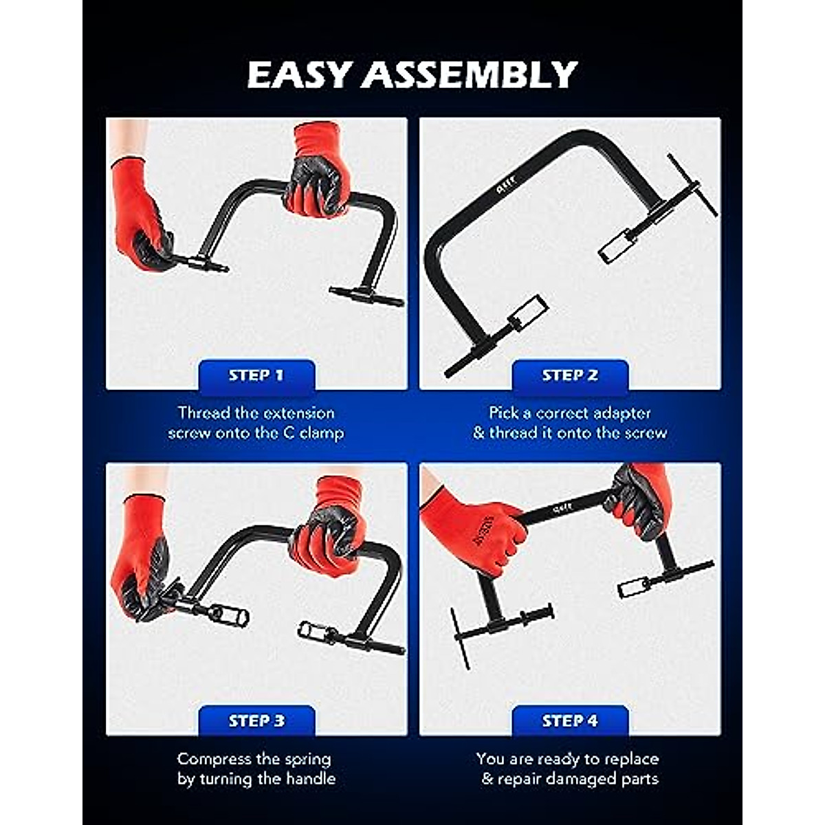 Orion Motor Tech Valve Spring Compressor | 10 Piece Spring Clamp Tool Kit with C Clamp, Collet Pusher Adapters, Extension Rods, and Lever for Car, Motorcycle, ATV, and Small Engine Repairs